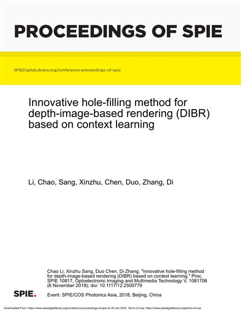 pdf innovative hole filling method for depth image based rendering dibr based on context