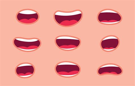 Big Set Of Animation Funny Cartoon Mouths With Different Expressions