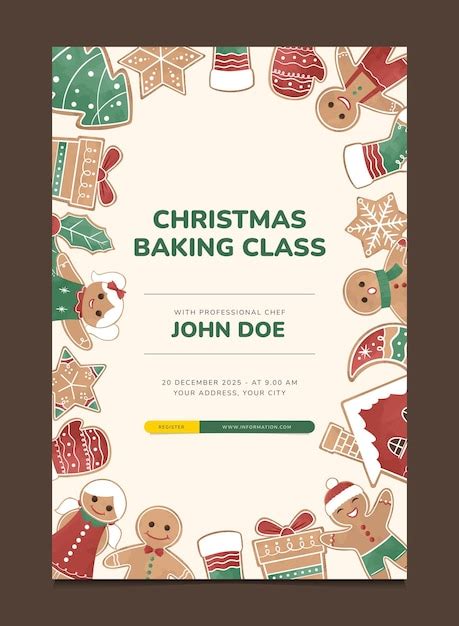 Premium Vector Christmas Gingerbread Invitation Card Template