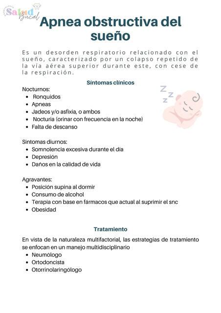 Apnea Obstructiva Del Sueno Salud Bucal UDocz