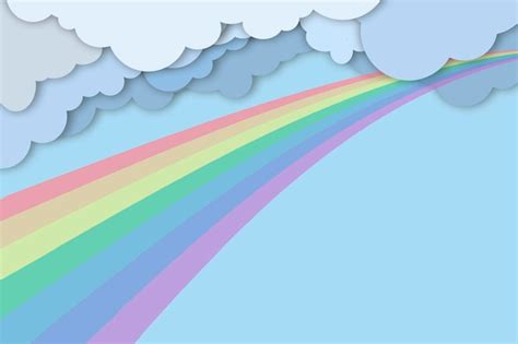 Ilustração infantil de nuvens um grande arco íris toda a ilustração