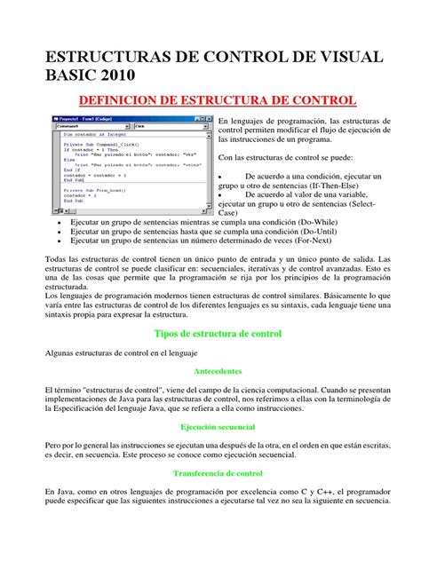 estructuras control visual basic pdf flujo de control ingeniería de software