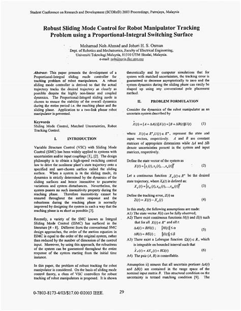 pdf robust sliding mode control for robot manipulator tracking problem using a proportional
