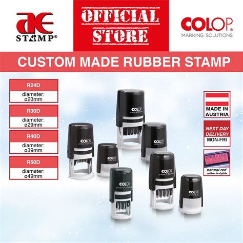 Custom Made COLOP Round Dater Stamp Self Inking Stamp Date Stamp