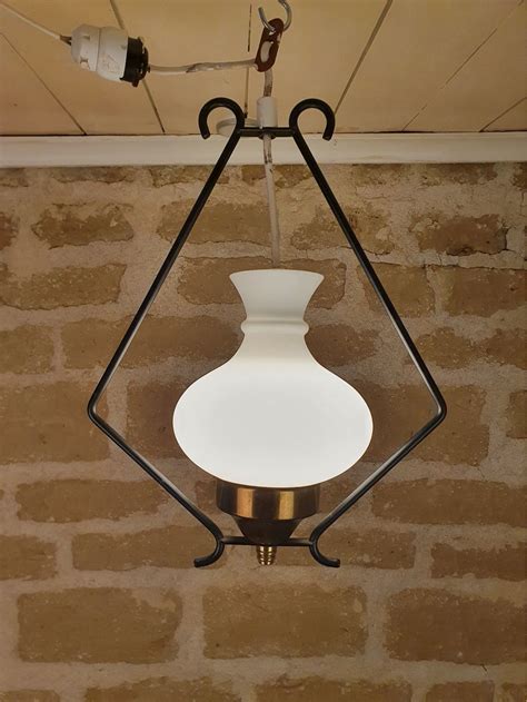Retro fönsterlampa mässing opalglas lampa 60 Köp på Tradera