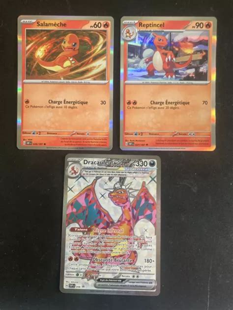 LOT 3 CARTE Pokemon Holo Promo 026 027 197 OBF FR Dracaufeu Ex SVP