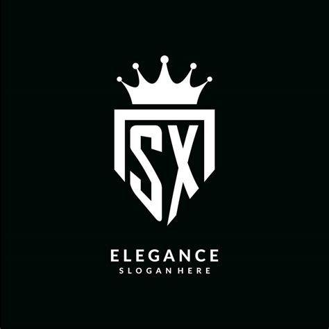 Letter SX Logo Monogram Emblem Style With Crown Shape Design Template