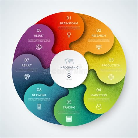 Vector Infographic Circle Cycle Diagram With 8 Steps Stock Vector