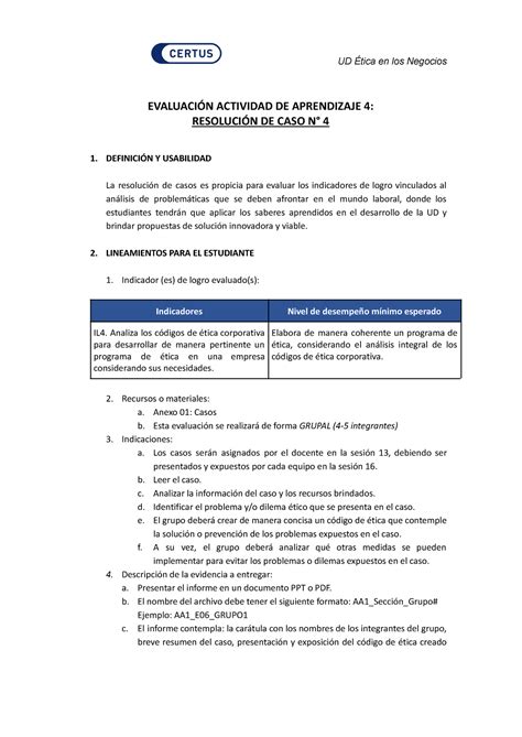 Lineamientos de evaluación AA4 EVALUACIÓN ACTIVIDAD DE APRENDIZAJE 4