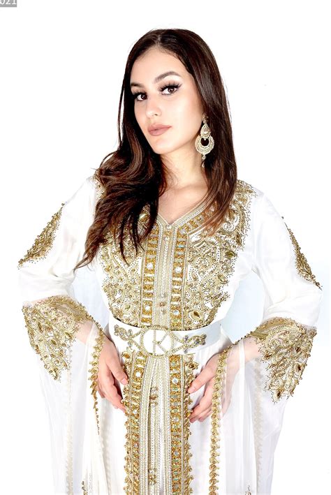 Caftan Blanc Robe Oriental Kaftan Moderne Chic Robe Dubai Caftan