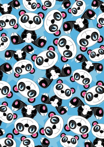 Patrón de personaje de oso panda de dibujos animados lindo Vector Premium