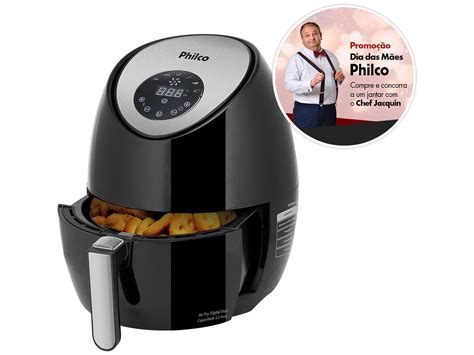 Fritadeira Elétrica Sem Óleo Air Fryer Philco Digital Preta e Cinza 3