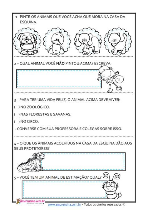 ATIVIDADES DE ALFABETIZAÇÃO 1º E 2º ANO AMOR AOS ANIMAIS