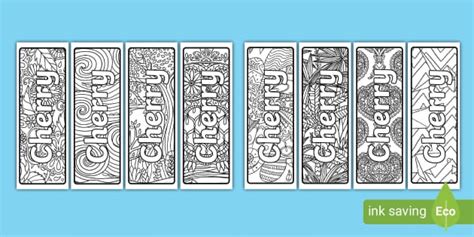 FREE Cherry Mindfulness Name Colouring Bookmarks Twinkl