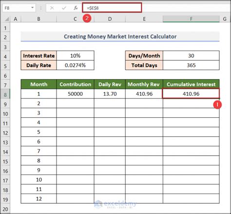 how to create money market interest calculator in excel