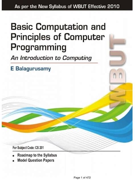 basic computation and principles of computer programming an introduction to computing wbut