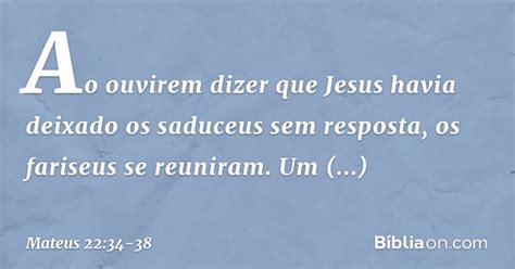 Mateus 22 34 38 Bíblia