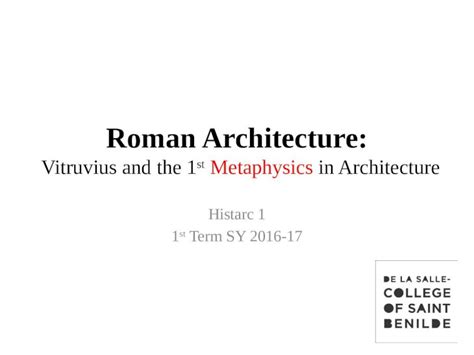 PPTX HISTORY Roman Architecture Vitruvius And The 1st Metaphysics