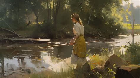 Ai Art Women Painting Anders Zorn River Landscape Water Wallpaper