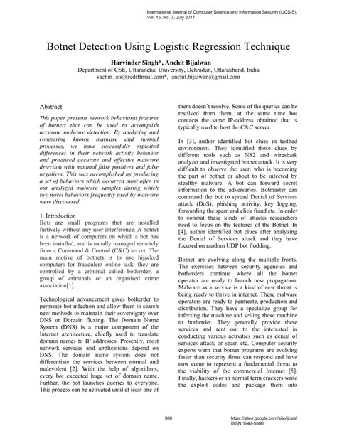 pdf botnet detection using logistic regression technique