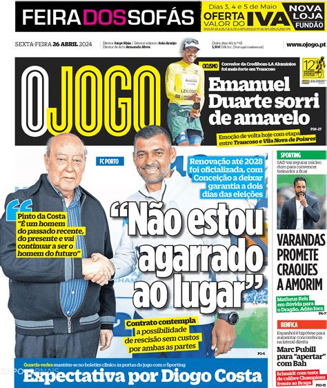 O Jogo 26 abr 2024 Jornais e Revistas SAPO pt Última hora e