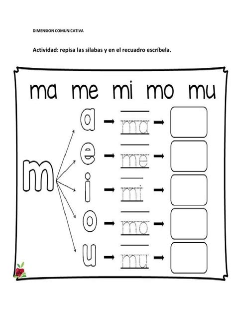 S Labas Con La Letra M Ma Me Mi Mo Mu Hojas De Trabajo