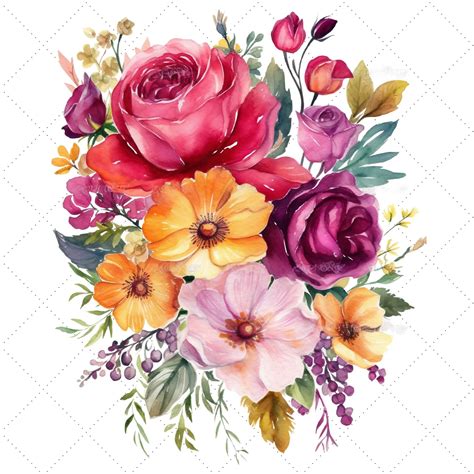 Watercolor Flower Bouquet Clipart Bundle Graphic By DreanArtDesign