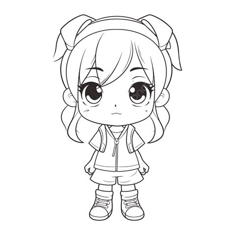 Anime Girl Coloring Page Outline Sketch Drawing Vector Anime Drawing