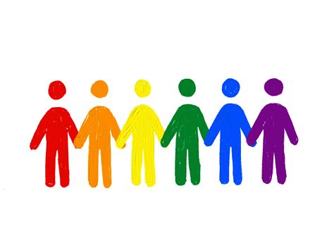 People Standing Holding Hands With Rainbow Oil Paint Brush Style