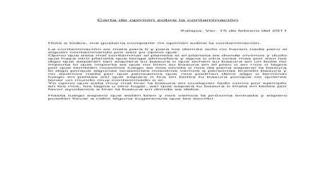 Carta De Opinin Sobre La Contaminacin DOCX Document