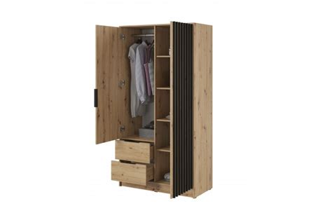Szafa Nelly 105 cm Dąb Artisan Czarne Lamele