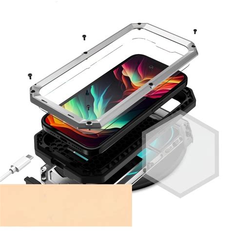 Etui Do IPhone 15 Pro Max R JUST CamShield Slide Pancerne Srebrne