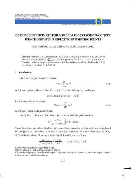 pdf coefficient estimate for a subclass of close to convex functions with respect to symmetric
