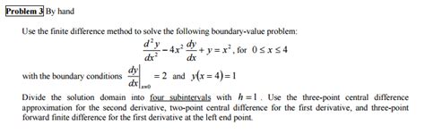 Use The Finite Difference Method To Solve The Chegg