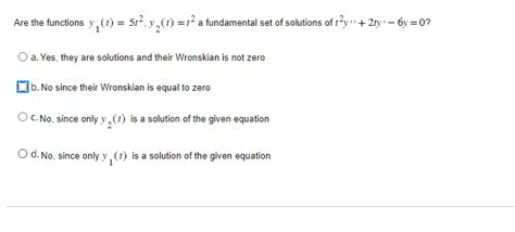 solved are the functions y1 t 5t2 y2 t t2 a fundamental