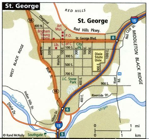 St George City Road Map For Truck Drivers Area Town Toll Free Highways