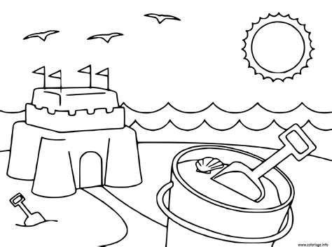 Coloriage Plage Chateau De Sable Dessin Plage Imprimer