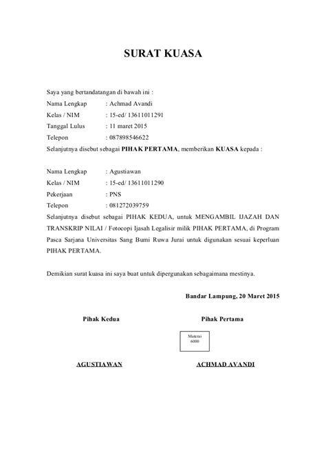 Contoh Surat Kuasa Pengambilan Sertifikat Tanah Lengkap