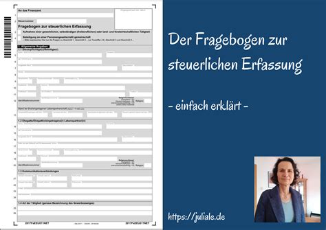 Der Fragebogen zur steuerlichen Erfassung einfach erklärt juliale