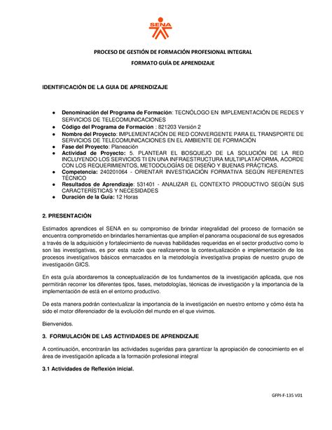 F GFPI F 135 Guia Investigación Guia 1 PROCESO DE GESTIN DE