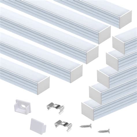 Muzata 10Pack 6 6FT 2M Silver LED Channel System Spotless U Shape With