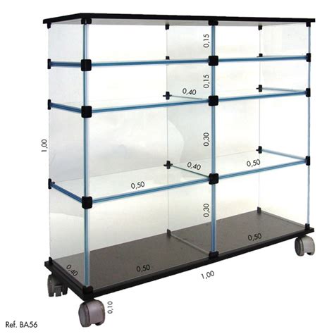 Balcão De Atendimento Modulado Em Vidro Rodízios E Mdf 1 00 X 1