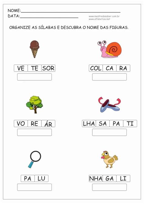 Atividades de Alfabetização 1 ano Mestre do Saber