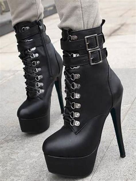 Bottes mi mollet à talons aiguilles et plateforme pour femme noir