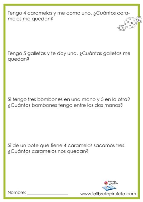 Fichas De PROBLEMAS Muy Sencillos La Libreta Piruleta