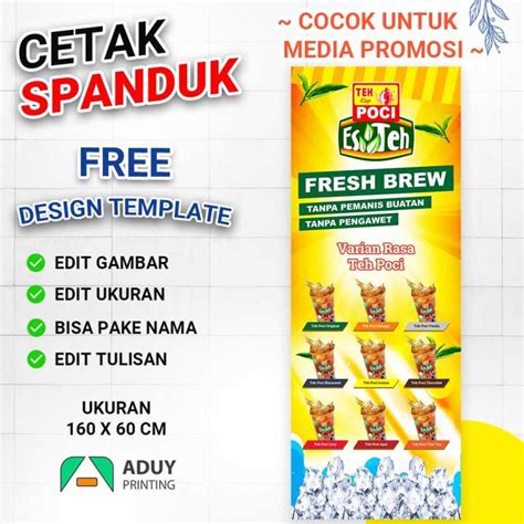 Cetak Spanduk Banner Es Teh Poci All Varian Unik Keren Ukuran 160x60