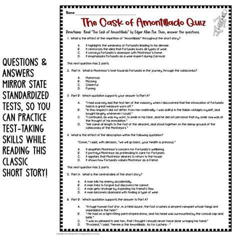 The Cask Of Amontillado Quiz Activities Lesson Bundle Test Prep Made