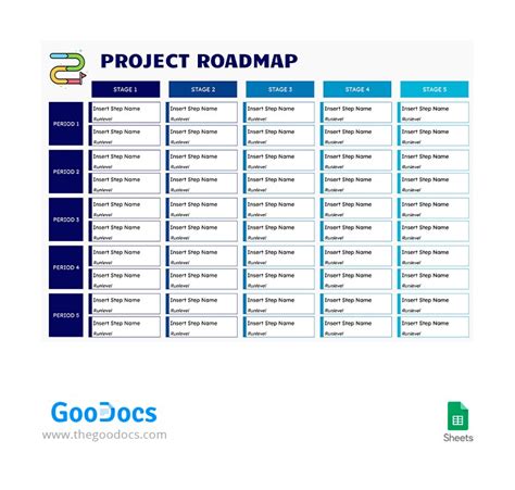 Blue Project Roadmap Template In Google Sheets