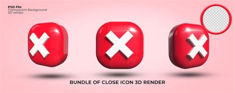 3d Renderizar Marca Cruzada Vermelha Transparente PSD Premium