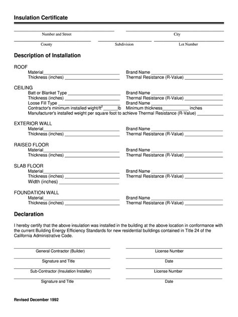 Insulation Certificate Template Fill Out Sign Online DocHub